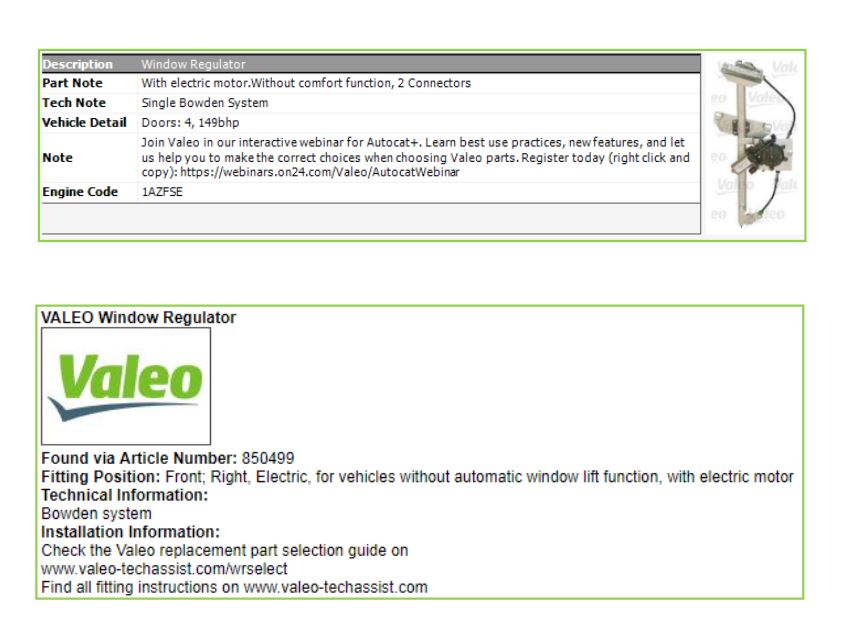 Identifying the correct window regulator for your customers vehicle ...
